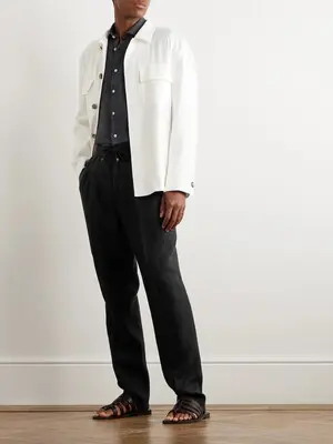 Brunello Cucinelli Straight-leg Pleated Linen-twill Drawstring Trousers - Black