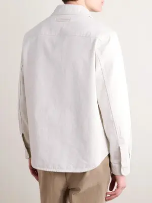 Zegna Leather-trimmed Denim Overshirt