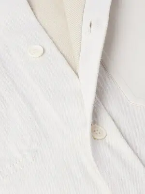 Zegna Leather-trimmed Denim Overshirt