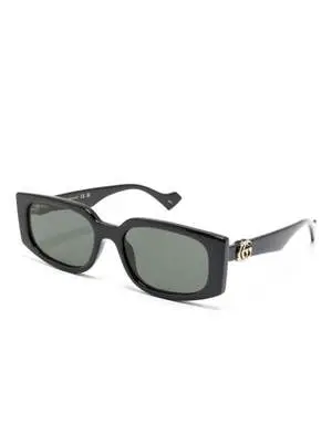 Gucci Double G Rectangle-frame Sunglasses - Black