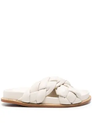Fabiana Filippi Braided Leather Slides - Neutrals