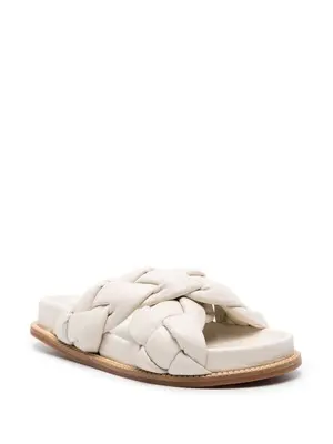 Fabiana Filippi Braided Leather Slides - Neutrals
