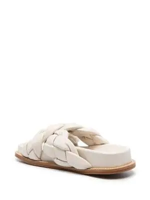 Fabiana Filippi Braided Leather Slides - Neutrals