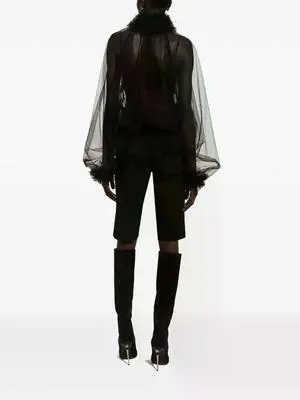 Dolce & Gabbana Ruffle-trim Tulle Blouse - Black