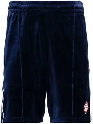 Casablanca Heart Monogram Velvet Track Shorts - Blue