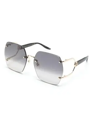 Gucci Double G Oversize-frame Sunglasses - Black