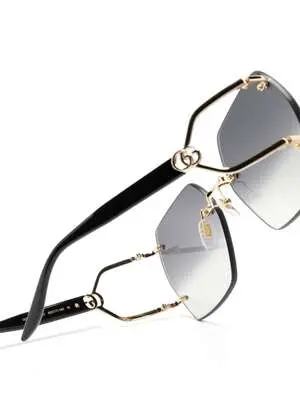 Gucci Double G Oversize-frame Sunglasses - Black