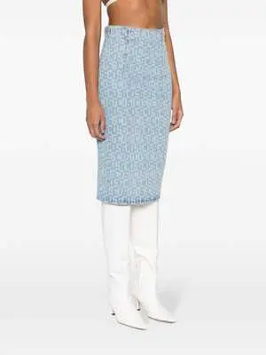 Gcds Monogram Denim Pencil Skirt