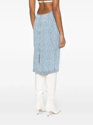 Gcds Monogram Denim Pencil Skirt