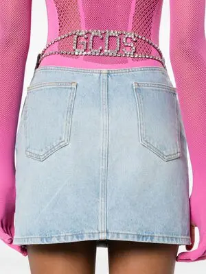 Gcds Logo-appliqué Denim Mini Skirt