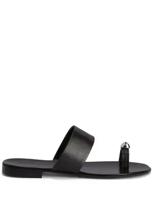 GIUSEPPE ZANOTTI Norbert Leather Toe-loop Sandals - Black