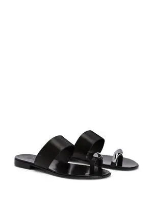 GIUSEPPE ZANOTTI Norbert Leather Toe-loop Sandals - Black