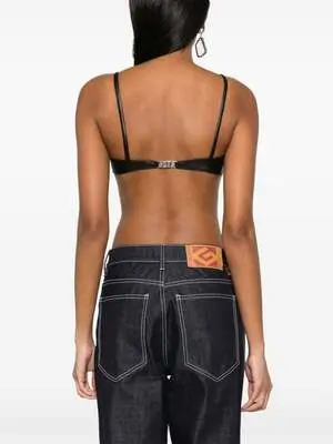 Gcds Logo-plaque Leather Bralette