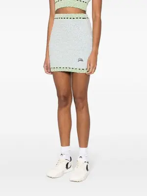Gcds Logo-embroidered Bouclé Mini Skirt