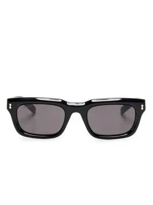 Gucci Logo-engraved Rectangle-frame Sunglasses - Black