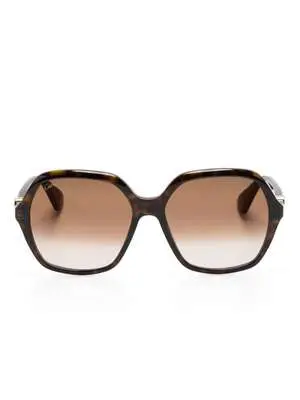 Cartier Logo Plaque Geometric Sunglasses - Brown