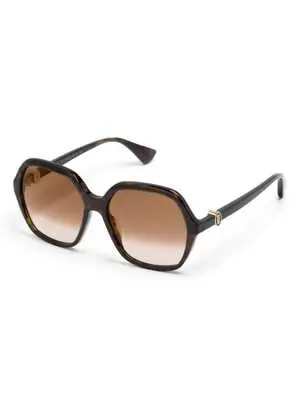 Cartier Logo Plaque Geometric Sunglasses - Brown