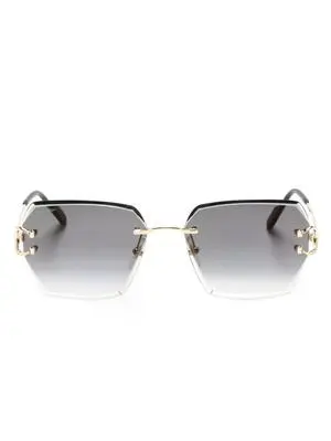 CARTIER Signature C De Geometric-frame Sunglasses - Gold