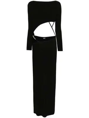 Gcds Asymmetric Ribbed Maxi Dress - Black