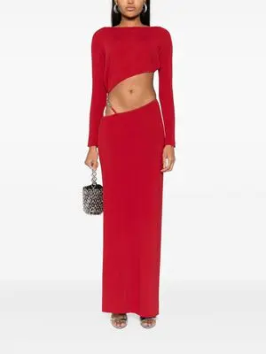Gcds Asymmetric Ribbed Maxi Dress - Red