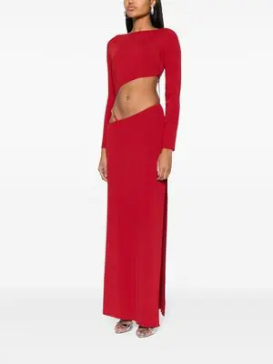 Gcds Asymmetric Ribbed Maxi Dress - Red