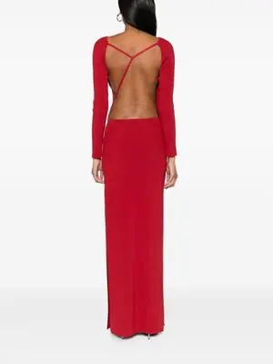 Gcds Asymmetric Ribbed Maxi Dress - Red