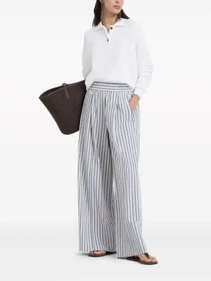 Brunello Cucinelli Striped Wide-leg Trousers