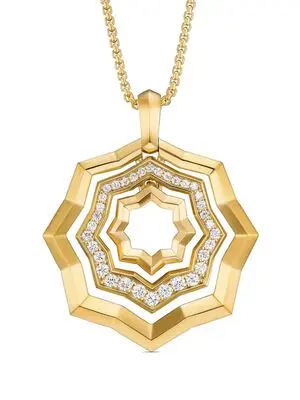 David Yurman 18kt Yellow Zig Zag Stax Diamond Pendant Necklace - Gold