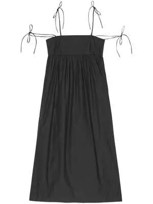 GANNI Cotton Poplin Midi Dress - Black