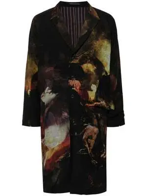 Yohji Yamamoto Abstract Print Single-breasted Coat
