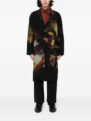 Yohji Yamamoto Abstract Print Single-breasted Coat