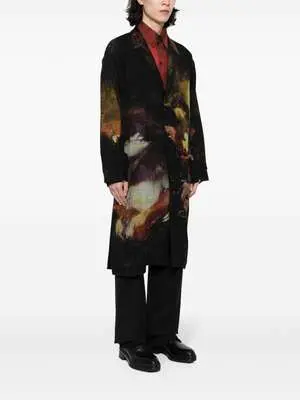 Yohji Yamamoto Abstract Print Single-breasted Coat