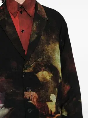 Yohji Yamamoto Abstract Print Single-breasted Coat