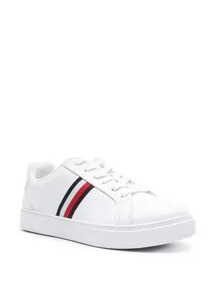 Tommy Hilfiger Essential Tape-detail Leather Sneakers - White