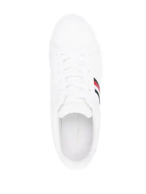 Tommy Hilfiger Essential Tape-detail Leather Sneakers - White
