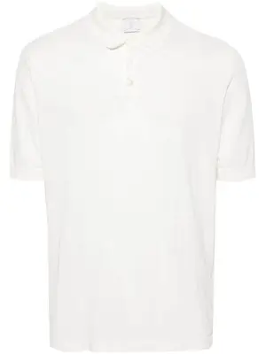Eleventy Ribbed Cotton Polo Shirt - White
