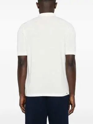 Eleventy Ribbed Cotton Polo Shirt - White