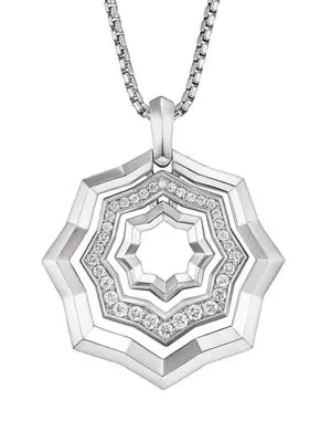 David Yurman Sterling Zig Zag Stax Diamond Pendant Necklace - Silver