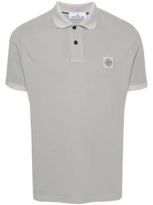 Stone Island Compass-appliqué Polo Shirt - Grey