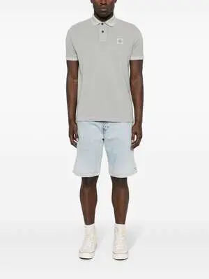 Stone Island Compass-appliqué Polo Shirt - Grey