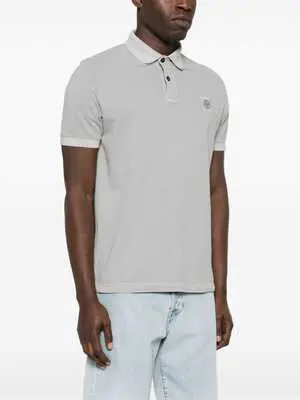 Stone Island Compass-appliqué Polo Shirt - Grey