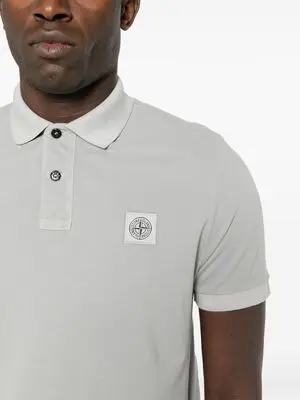 Stone Island Compass-appliqué Polo Shirt - Grey