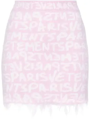 Vetements Monogram-jacquard Merino Miniskirt - Pink
