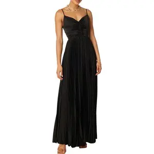 PETAL & PUP Naira Pleated Maxi Dress - Black