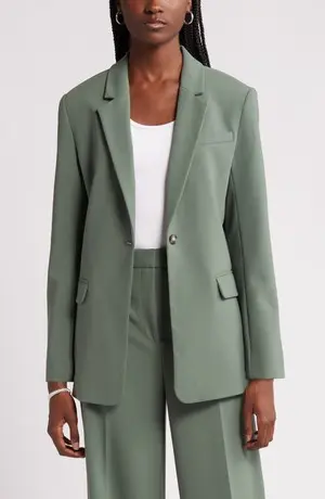 Nordstrom Relaxed-fit Notched Lapel Blazer - Green Duck