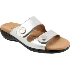 Trotters Ruthie Stitch Slide Sandal - Silver