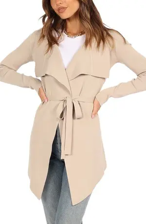 PETAL & PUP Zimmer Tie Waist Cardigan - Beige