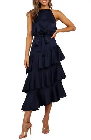 PETAL & PUP Seychelle Asymmetric Tiered Dress - Navy