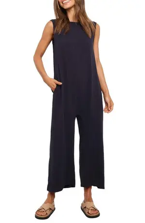 PETAL & PUP Yardlee Sleeveless Jumpsuit - Navy