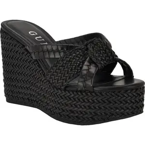 Guess Platform Wedge Sandals - Black